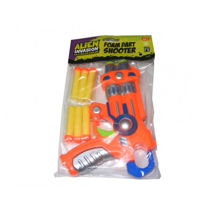 Plastic Alien Invasion Double Firing Foam Dart Shooter Gun with 6 Foam ...